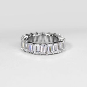 Michooyel S925 6ct Emerald Cut Diamond Eternity Ring Wedding Band Ring Engagement Sterling Silver Fine Jewelry For Women