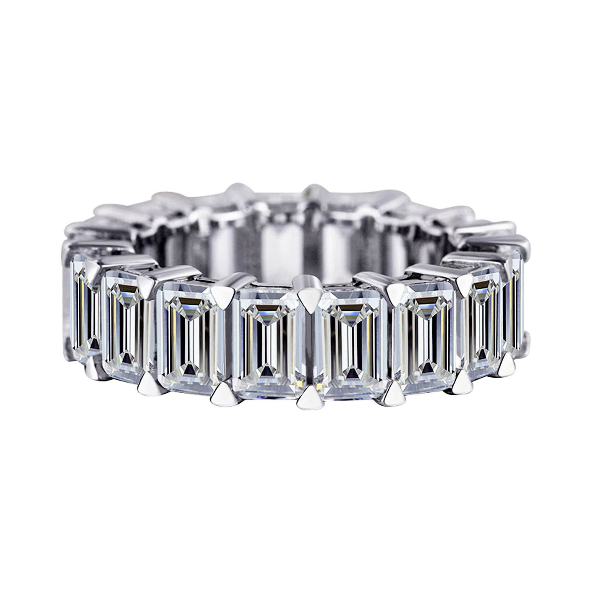 Michooyel S925 6ct Emerald Cut Diamond Eternity Ring Wedding Band Ring Engagement Sterling Silver Fine Jewelry For Women