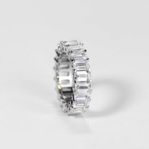 Michooyel S925 6ct Emerald Cut Diamond Eternity Ring Wedding Band Ring Engagement Sterling Silver Fine Jewelry For Women