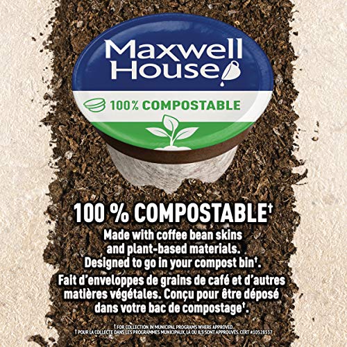 Maxwell House Morning Blend Coffee 100% Compostable Pods, 30 Pods, (Imported from Canada)