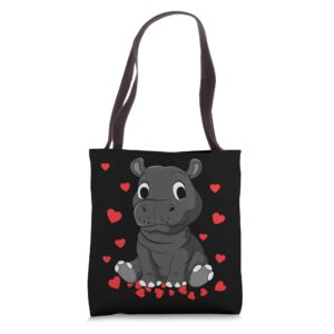 cute baby hippopotamus valentines day gift for hippo lovers tote bag