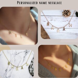 theserro Custom Name Necklace Personalized, Sterling Silver Necklace for Women, Personal Gift Customized Nameplate Pendant Jewelry for Girls (18, 18k Gold (5-8 Letters))