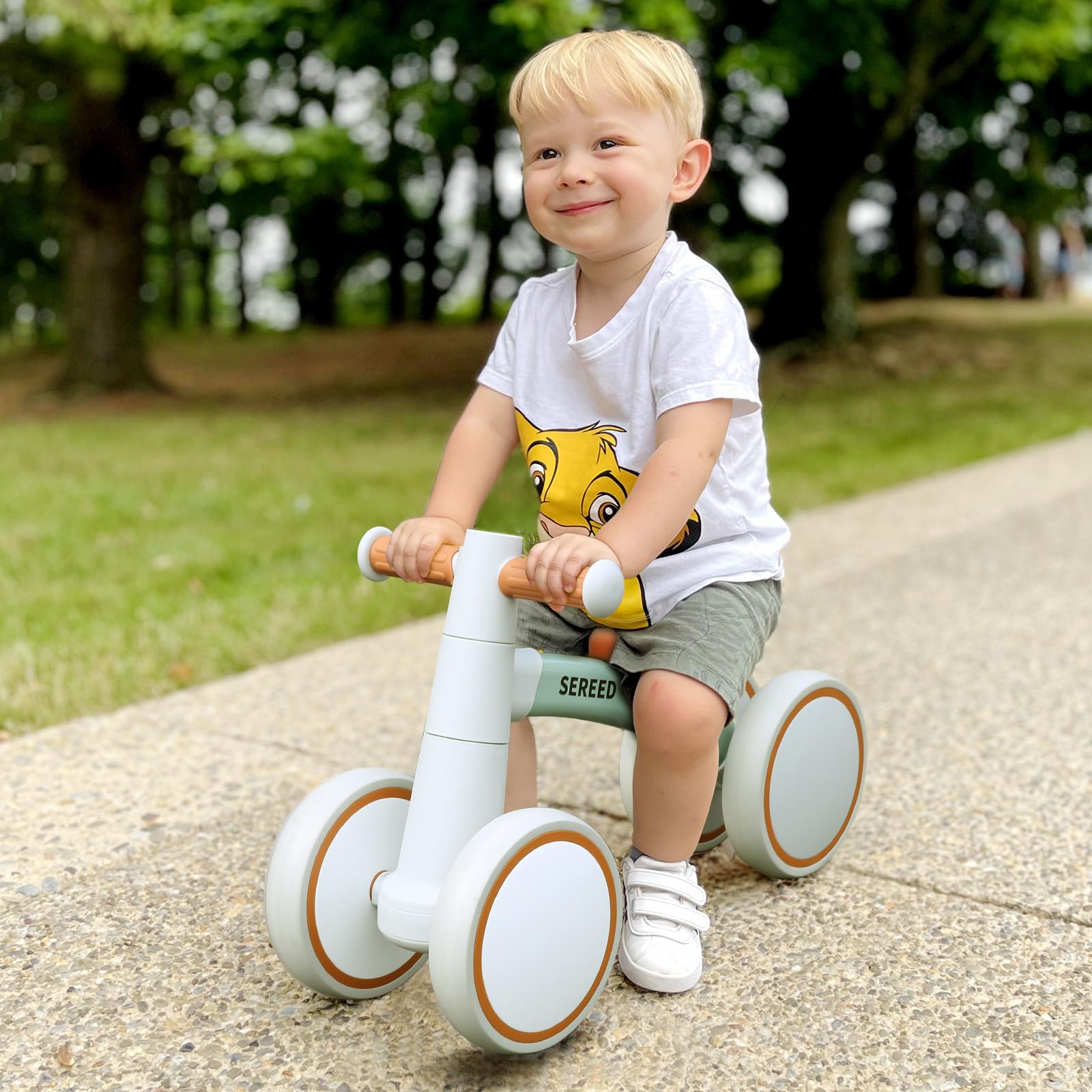 SEREED Baby Balance Bike for 1-2 Year Olds - 4 Wheels, First Bike for Toddlers, Birthday Gift (Green)