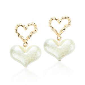 adlstigh heart drop earrings for women, white big love earring jewelry gift for her, mom and friends + gift box for free