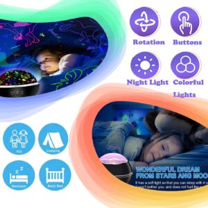 MINGKIDS Night Light for Kids,2 in 1 Rotating Projector Lamp with Dino&Vehicles Theme,Baby Night Light Ceiling Projector for Bedroom Kids Room Decor