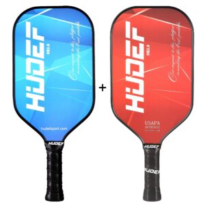 hudef hb 2.0 blue+red pickleball paddles, lightweight graphite carbon fiber face racquet rackets elongated racket,honeycomb core,cushion comfort grip usapa approved