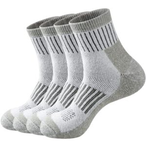 ecoey men's merino wool cushioned hiking trekking socks 4 pairs, quarter length with moisture wicking (smoke green, us shoe size: men 8-11.5/women 9-13.5)