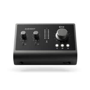 audient audio interface id14 mkii, 2 class-a microphone preamps (high performance usb audio interface, usb-c connector, monitor mix and monitor panning function, 2 headphone outputs), black