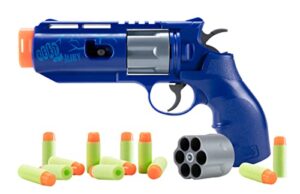 rekt jury revolver co2-powered foam dart blaster pistol gun, blue