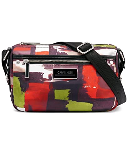 Calvin Klein Sussex Nylon Top Zip Crossbody, Crimson Multi