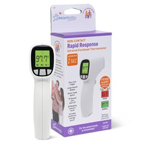 dreambaby non-contact rapid response infrared digital forehead thermometer - 20 readings memory recall, 10 sec shut-off - for infants, children, and adults - white