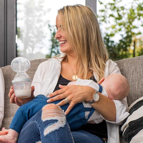 haakaa Gen.3 Manual Breast Pump Upgraded Multifuctional Silicone Breast Pump for Breastfeeding Moms to Collect Breast Milk Reusable(5.4oz/160ml, Grey)