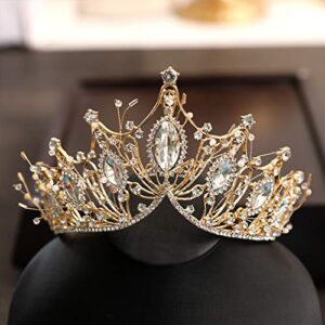 cocide gold crown for women baroque queen crown and tiara for girls crystal headband mermaid crown princess hair accessories for bride birthday party bridesmaids halloween costume cosplay