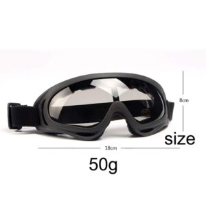 Snow Ski Goggles over Glasses,Protective Safety Glasses Lens Frame Eye Glasses Dust Prevention Anti-Fog Adjustable Anti-UV headband Eye Protection & Soft Crystal Clear (Lucency)