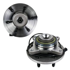 autoround 515043 [2-pack] 4wd front wheel hub and bearing assembly fit for 4x4 ford expedition/lincoln navigator 2003-2006 6 lug w/abs