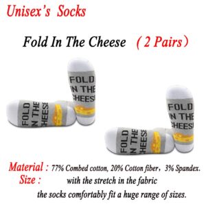 JXGZSO 2 Pairs Fold In The Cheese Socks Gift For Fans (Fold In The Cheese)