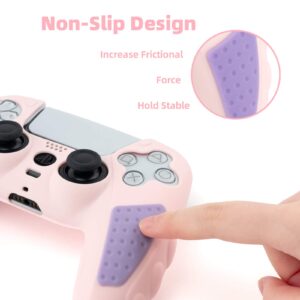 GeekShare PS5 Controller Skin Anti-Slip Silicone Skin Protective Cover Case for Playstation 5 DualSense Wireless Controller Smooth Touching Sense, Pink & Purple