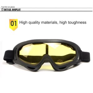 Snow Ski Goggles over Glasses,Protective Safety Glasses Lens Frame Eye Glasses Dust Prevention Anti-Fog Adjustable Anti-UV headband Eye Protection & Soft Crystal Clear (Lucency)