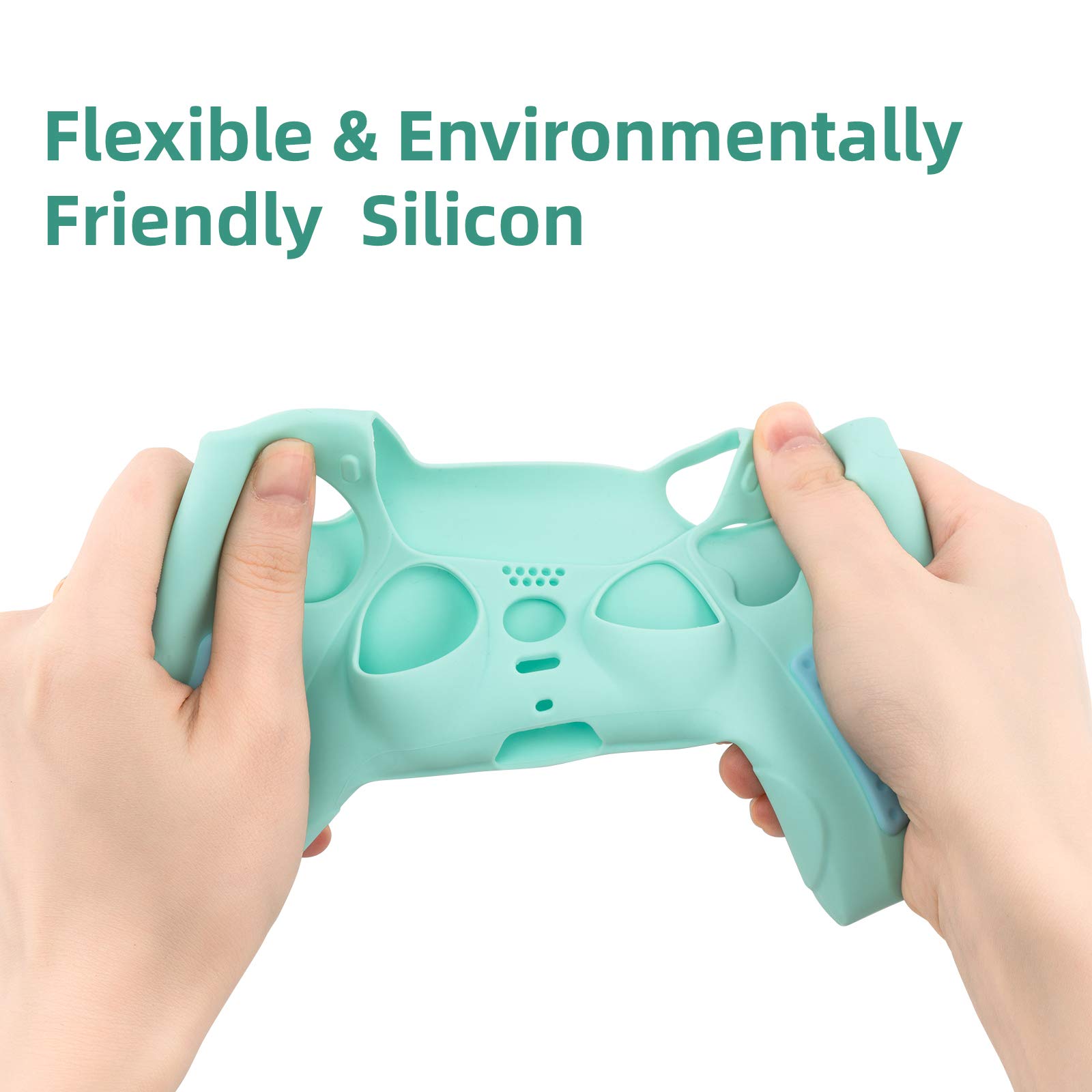 GeekShare PS5 Controller Skin Anti-Slip Silicone Skin Protective Cover Case for Playstation 5 DualSense Wireless Controller Smooth Touching Sense, Blue & Green