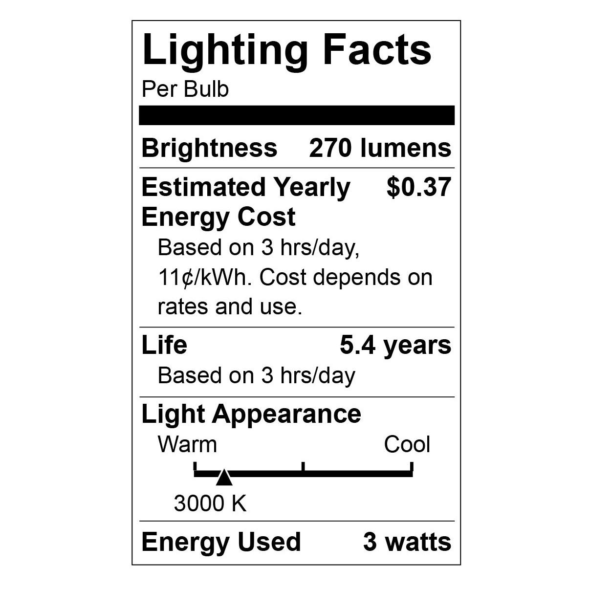 J.LUMI BPC4503 LED Light Bulbs 3W (25 Watt Equivalent), G40 Light Bulbs, 3000K Warm, E26 Base, LED Bulbs for Bed Side Lamps, Refrigerator, NOT DIMMABLE (Pack of 2)