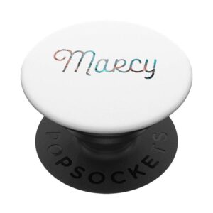 marcy - white minimalist teal rose personalized first name popsockets popgrip: swappable grip for phones & tablets