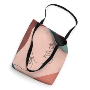 aesthetic minimalistic drawing female face Abstract line art Tote Bag