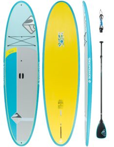 boardworks sōlr | recreational stand up paddleboard | x-shot epoxy hardboard with paddle | 10' 6" | blue/yellow/grey, 4440720527