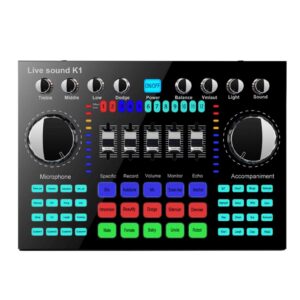 calidaka bluetooth mini sound mixer board live sound card for live streaming voice changer sound card with sound effects, audio mixer for music recording karaoke singing broadcast