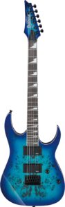 ibanez grg 6 string solid-body electric guitar, right, aqua burst, full (grgr221paaqb)