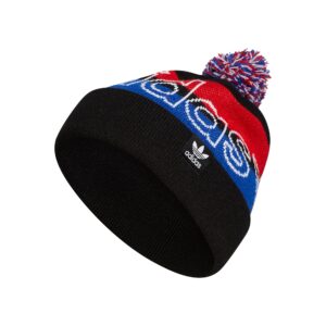 adidas originals unisex originals pom 3.0 beanie, black/scarlet red/collegiate royal blue, one size