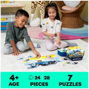 PAW Patrol: The Movie, 7 Puzzle Bundle 24pc 48pc with Storage Tin | Puzzles for Kids Ages 4-8 | PAW Patrol Party Favors | PAW Patrol Toys for Ages 4+