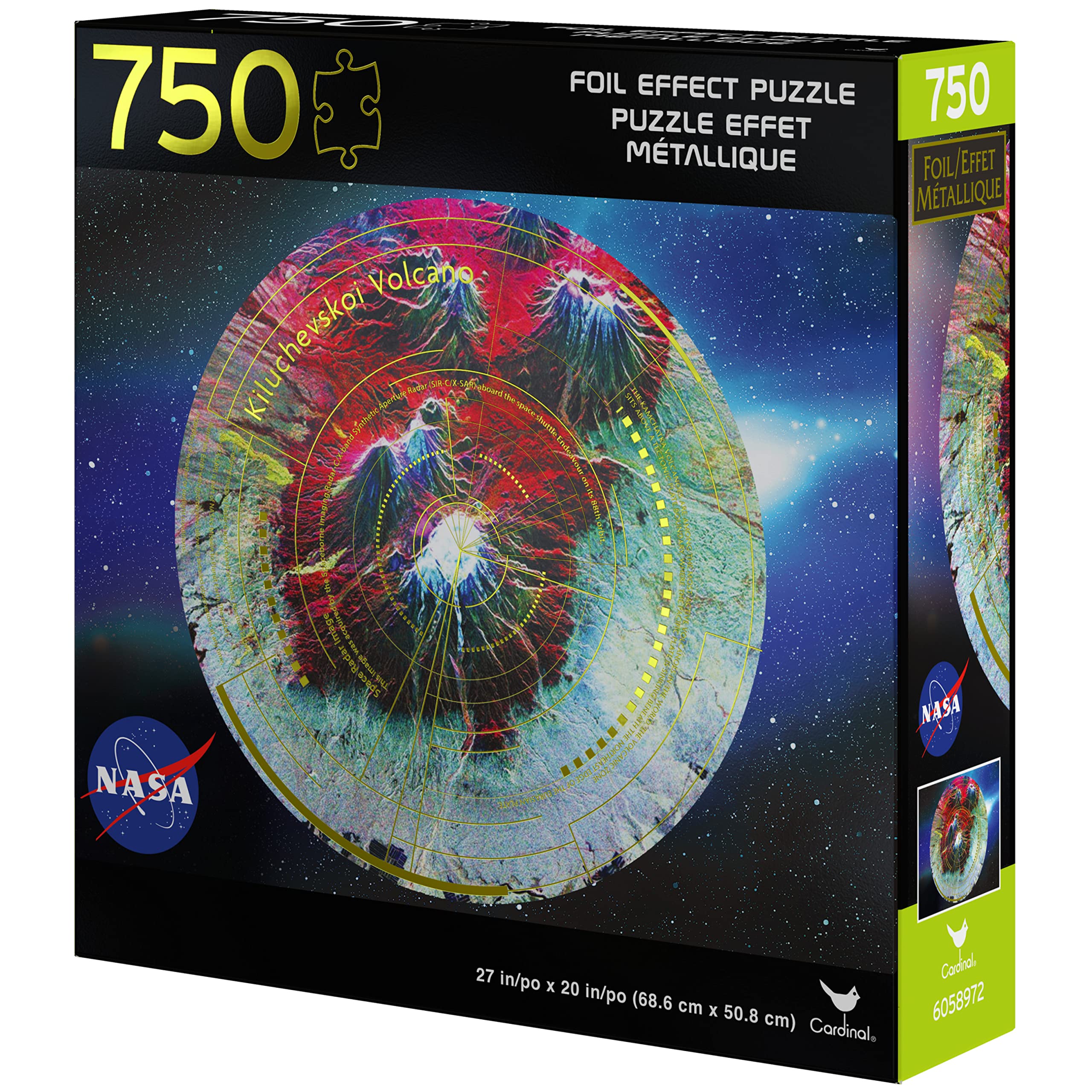 Spin Master NASA, 750-Piece Foil Effect Jigsaw Puzzle Kiluchevskoi Volcano Novelty Galaxy Astronaut Space Themed, for Kids and Adults Aged 12 and up