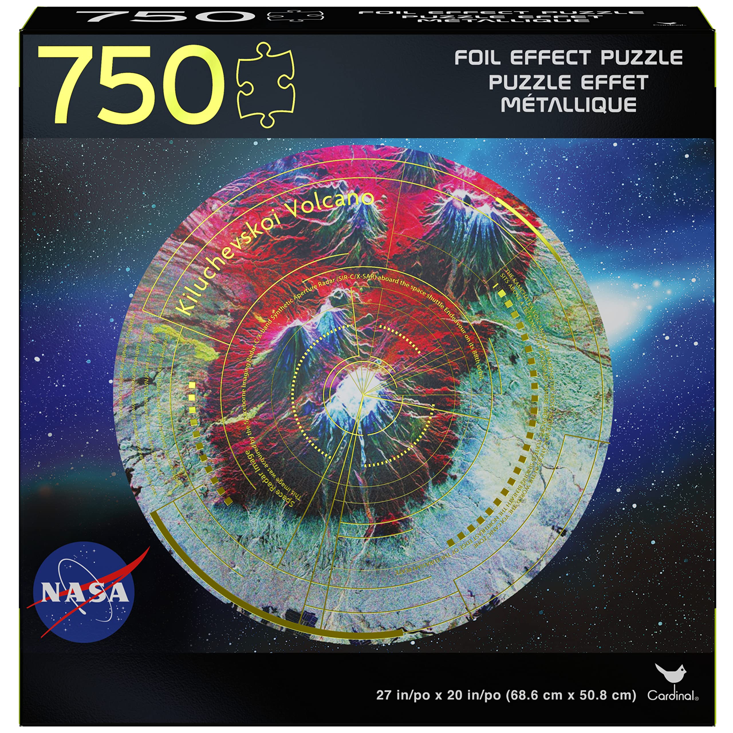 Spin Master NASA, 750-Piece Foil Effect Jigsaw Puzzle Kiluchevskoi Volcano Novelty Galaxy Astronaut Space Themed, for Kids and Adults Aged 12 and up