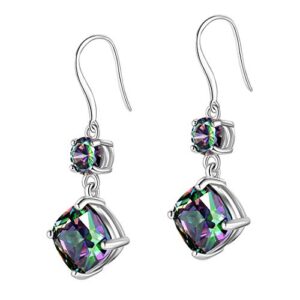 mystic fire topaz sterling silver dangle earrings for women - crystal rainbow drop earrings christmas gift se0025w