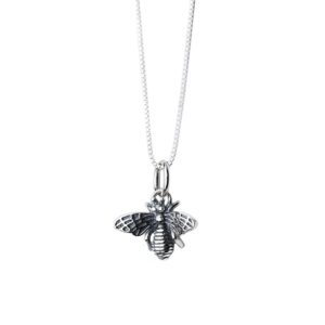 dtja vintage bee necklace for women girls men 925 sterling silver oxidized charm bumblebee honeybee pendant choker necklaces adjustable box chain 18 inches fashion punk retro jewelry