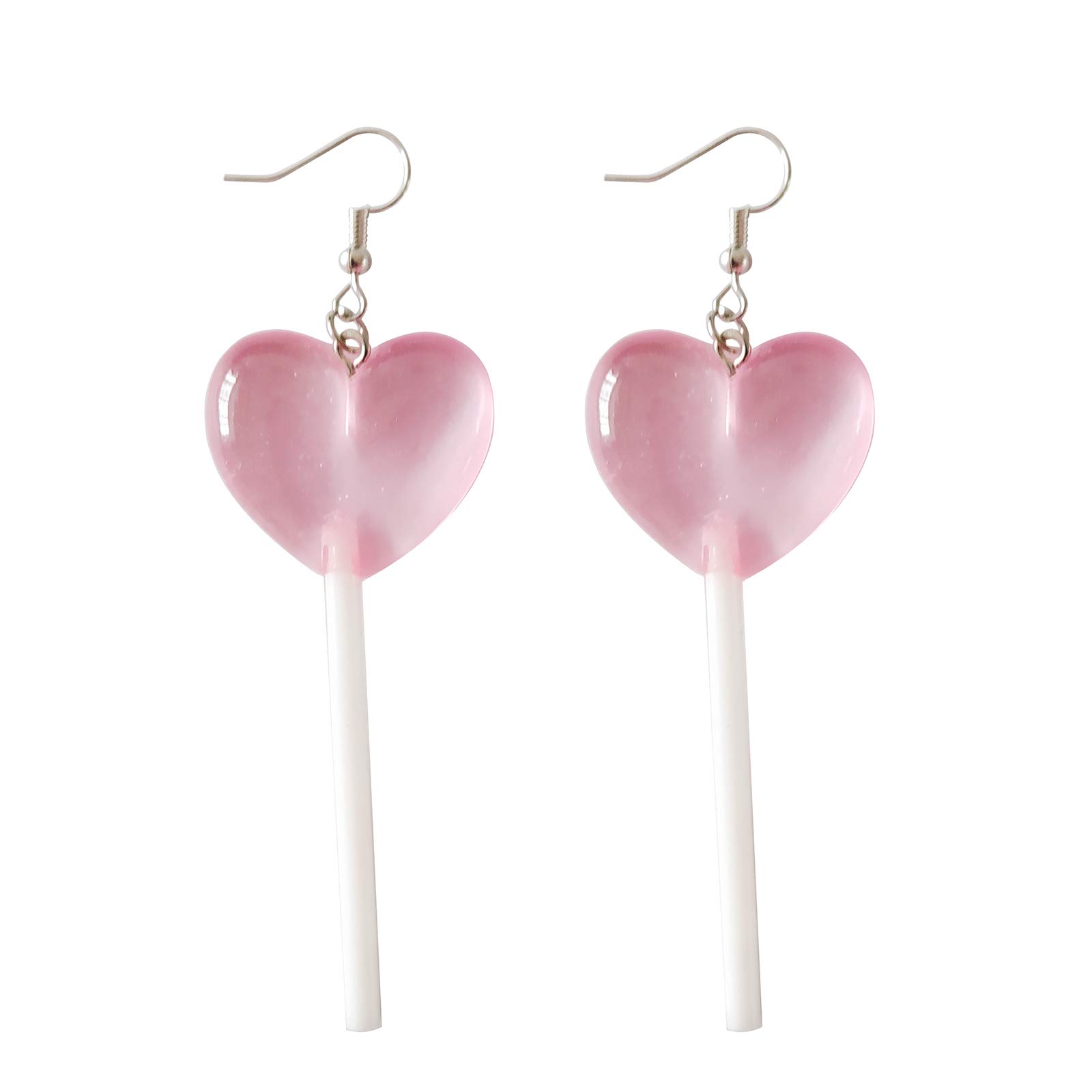 ROSTIVO Heart Lollipop Earrings Cute Candy Dangle Earrings for Women Resin Heart Earrings 80s 90s Earrings Valentines Day Gift (Pink)