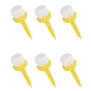 finger ten brush golf tees type plastic unbreakable 2 inch 6 pack low resistance more distance consistent height driver training tee yellow for men women (6 pack-2 inch)