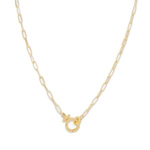 gorjana women's parker mini paperclip link chain necklace, 18k gold plated, chunky clasp