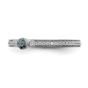 The Black Bow 14k White Gold, Aquamarine & 1/8 Ctw Diamond (I2 Clarity, I-J Color) Stackable Ring, Size 6