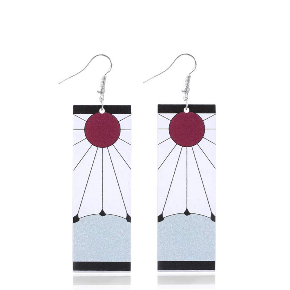 Anime Kamado Tanjiro Hanafuda Earrings - Kimetsu No Yaiba Tanjiro Earrings - Cosplay Accessories For Womens (Tanjiro, Acrylic, Hook)