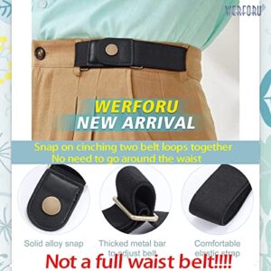 WERFORU Unisex 2 Pack Buckle Free Belt for Ladies Men 2 Loop No Buckle Stretch Belt for Jeans Pants, Black,Fits 2 loop distance : 3"-6”