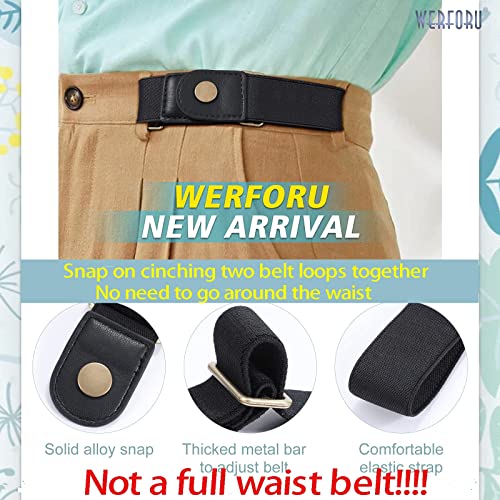 WERFORU Unisex 2 Pack Buckle Free Belt for Ladies Men 2 Loop No Buckle Stretch Belt for Jeans Pants, Black,Fits 2 loop distance : 3"-6”