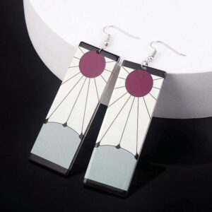 Anime Kamado Tanjiro Hanafuda Earrings - Kimetsu No Yaiba Tanjiro Earrings - Cosplay Accessories For Womens (Tanjiro, Acrylic, Hook)