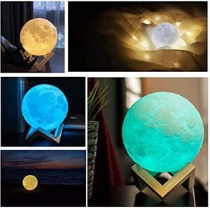 AED Moon Lamp 2023 Upgrade with Timing- Lamp for Bedroom Moon Night Light for Adults Kids Baby- Gifts for Girls Boys Women Men- Remote & Touch Control Wooden Stand (5.9 inch, Standard Size)