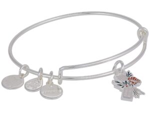 alex and ani occasions expandable bangle for women, thanks a bunch charm, shiny silver finish, 2 to 3.5 in