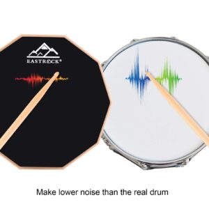 EASTROCK Practice Drum Pad, 12 Inches Double Sided Silent Drum Pad, Silicone Dumb Drum with Drumsticks and Storage Bag for Beginners, Black