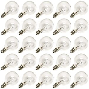 g40 replacement light bulbs, 5w globe bulbs fits e12/c7 candelabra screw base, 1.5 inch clear small light bulbs for indoor outdoor string light bulbs decor, pack of 25