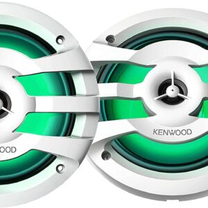 Kenwood KFC-1673MRWL 6-1/2" 2-Way Marine Speakers with Grilles (Pair) | Built-in LED Lights (White)