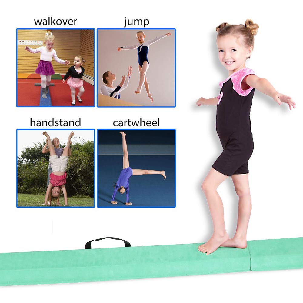 FBSPORT 8ft Balance Beam: Folding Floor Gymnastics Equipment for Kids Adults,Non Slip Rubber Base, Gymnastics Beam for Training, Practice, Physical Therapy and Professional Home Training