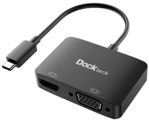 usb c to hdmi vga adapter, dockteck 2 in 1 hdmi vga adapter, usbc vga to hdmi for macbook pro/air, ipad pro, chromebook, surface pro, dell xps, galaxy